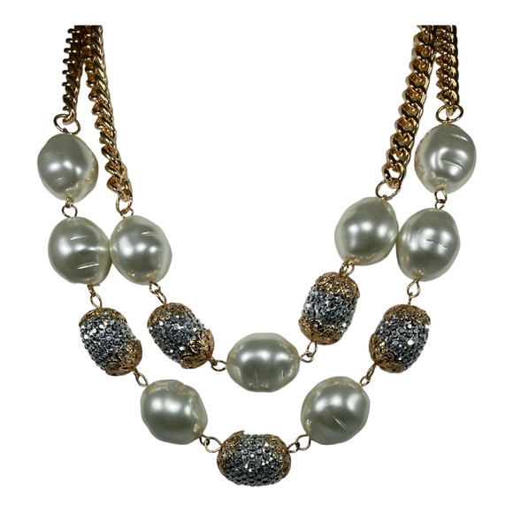 Jewelry | Two Layered Beaded Gold Chain Necklace | Poshmark